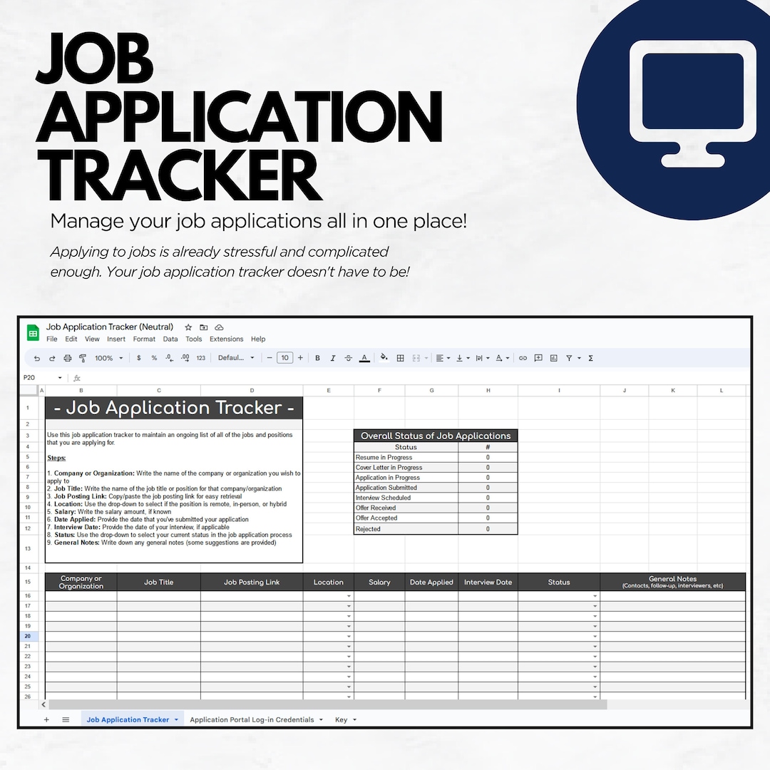 Job Application Tracker, Job Application Planner, Google Sheets ...