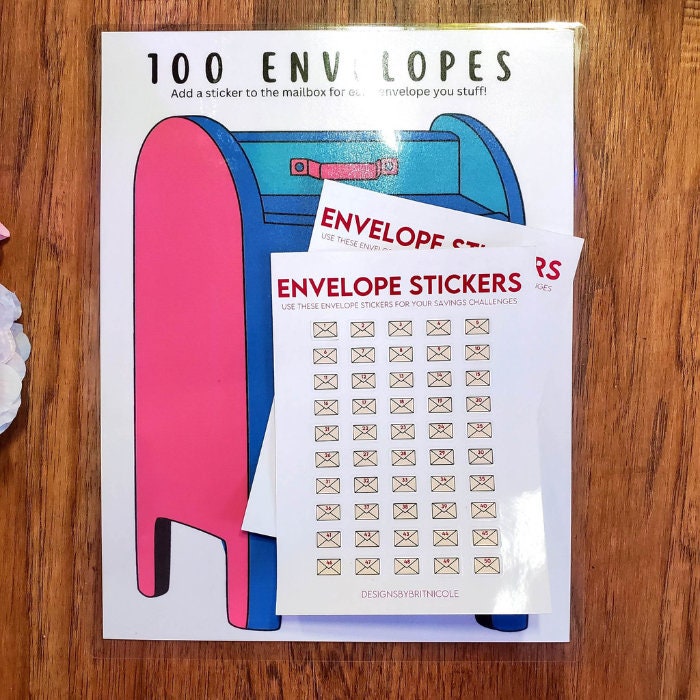 100 Envelopes Sticker Savings Challenge, Sticker Savings Challenge, 100 ...