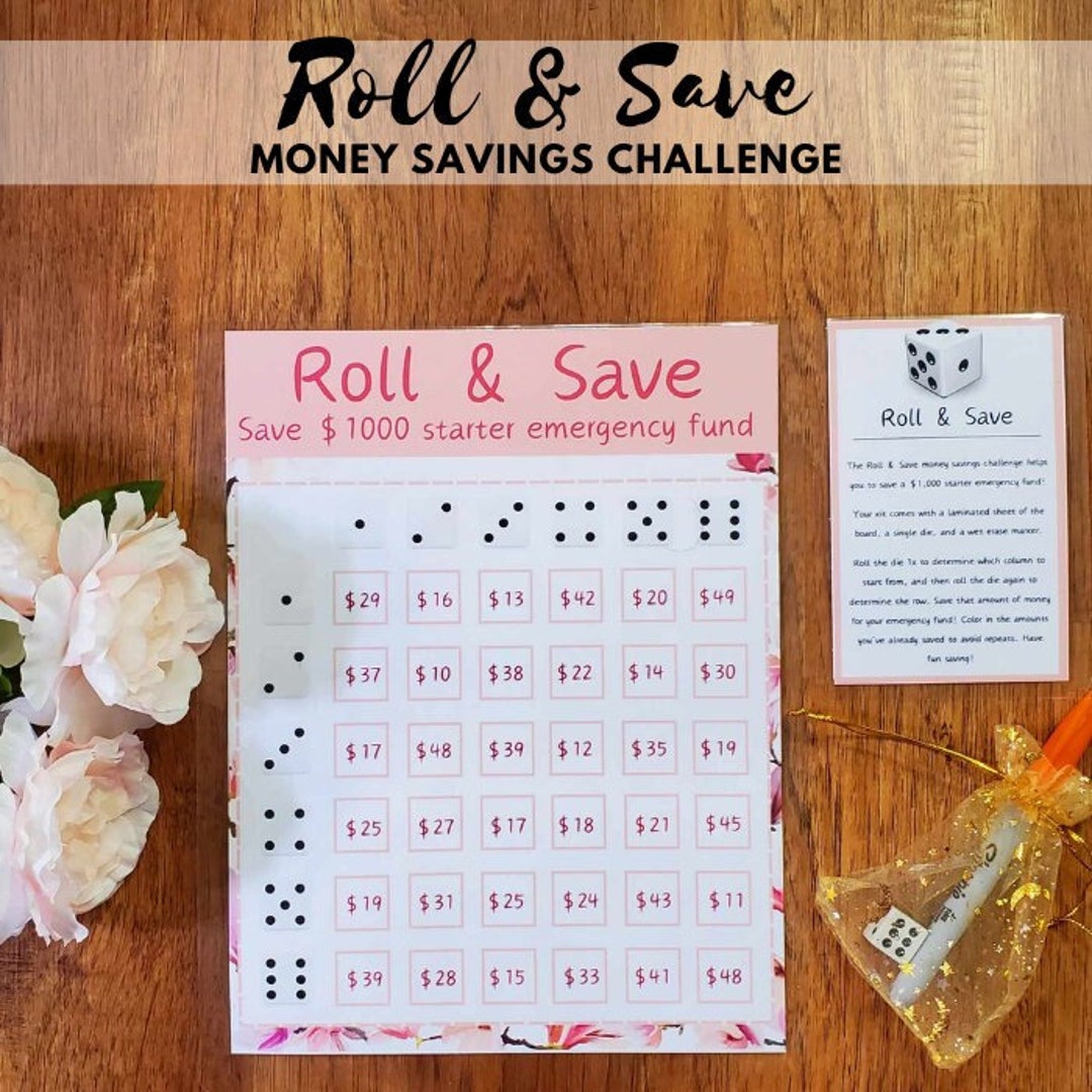 Roll & Save Money Savings Challenge, Fun Savings Challenge, Emergency ...