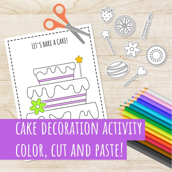 Preschool Cut and Paste Birthday Cake - Etsy