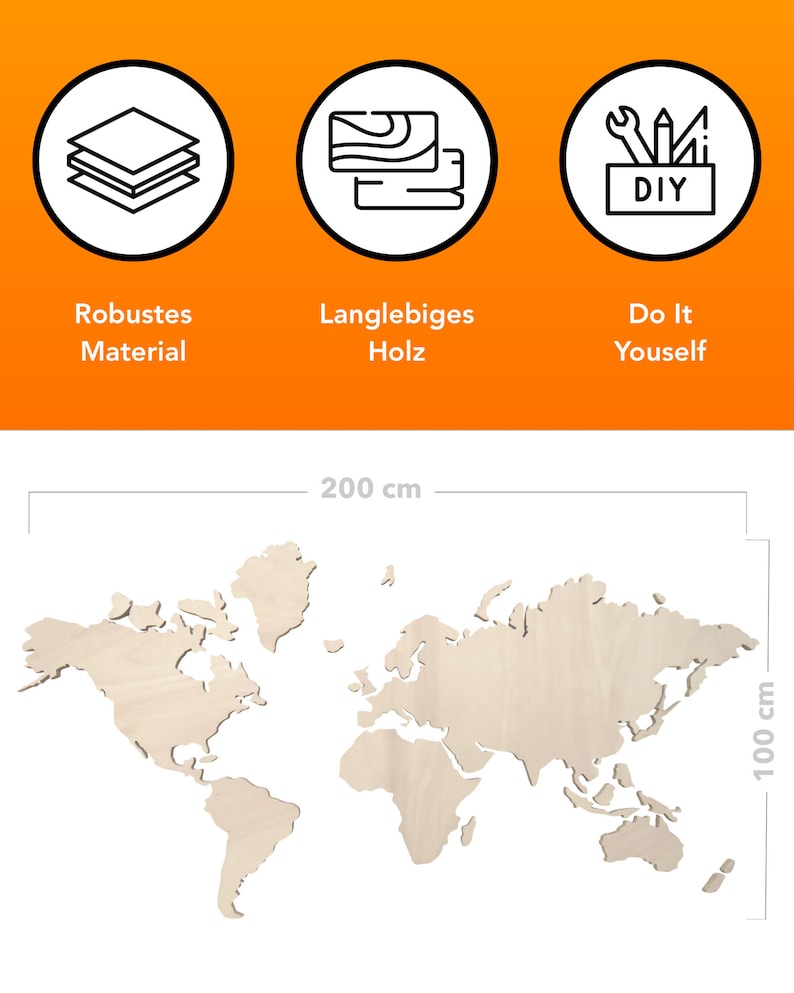 DIY World Map Kit Euro Pallet Decoration Wooden Image - Etsy