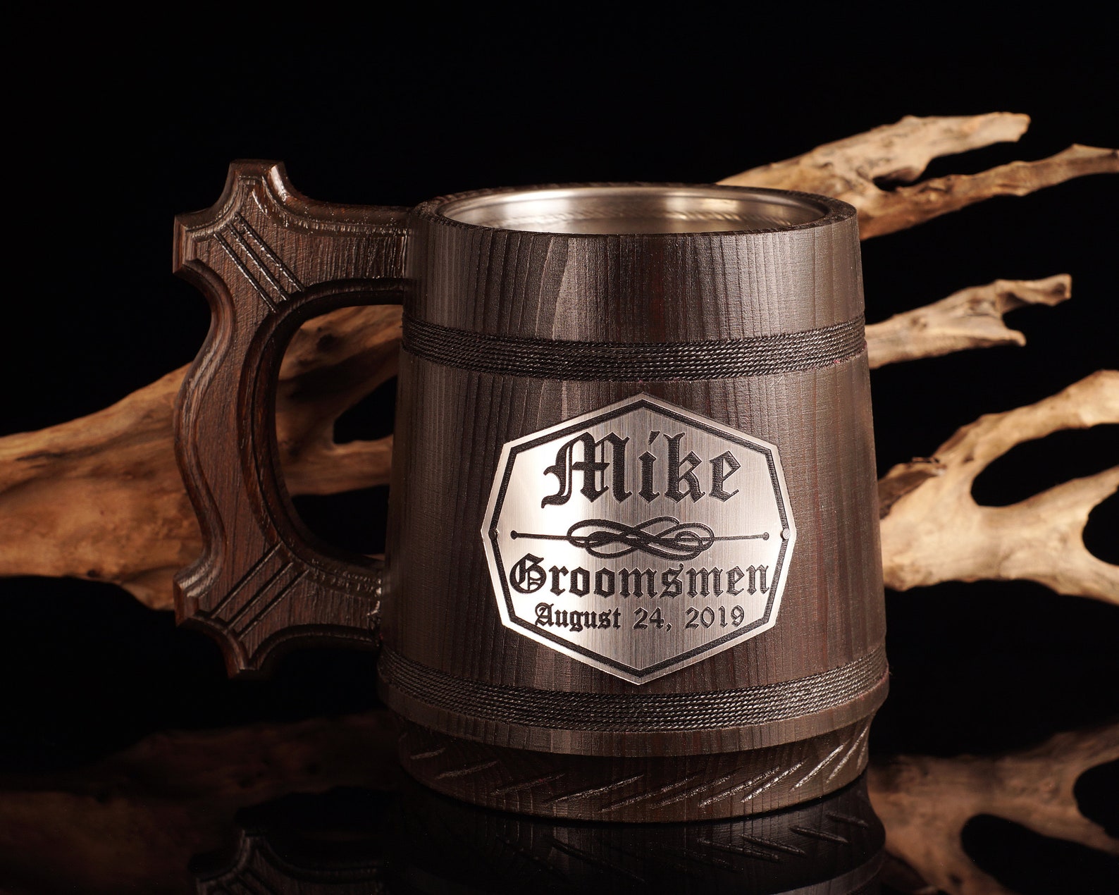 Personalized Wooden Tankard Groomsmen Gift Beer Stein - Etsy