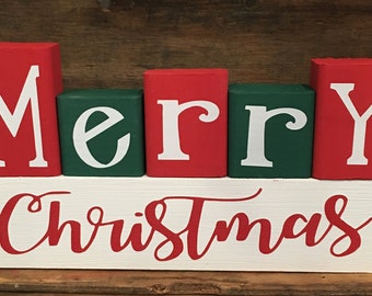 Christmas Block Sign | Etsy