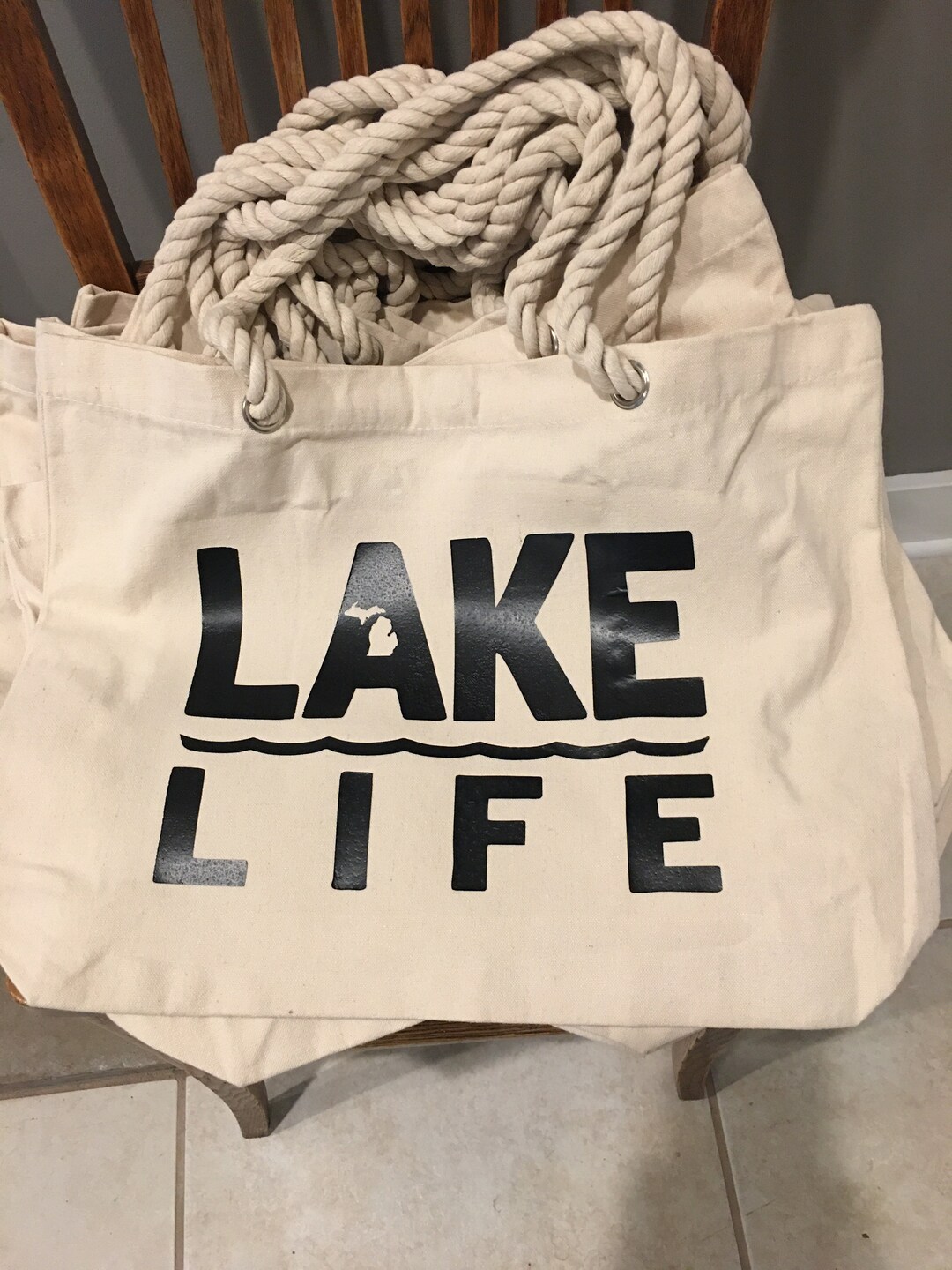 Lake Life Michigan Canvas Tote Bag - Etsy