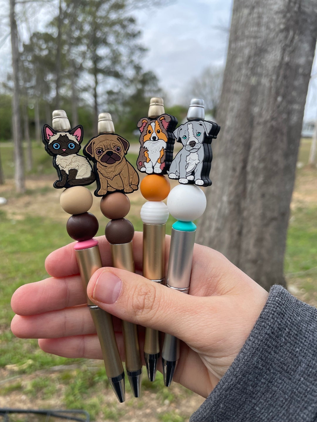 Silicone Beaded Pen, Twist Pen, Pitbull Siamese Pug Sheltie Ink Pen ...