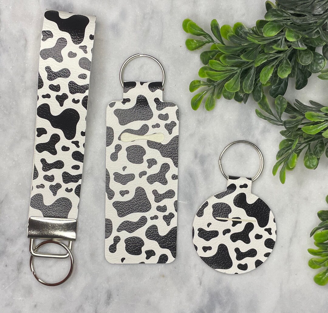 Cow Print Keychain Accessories, Cow Print Keyfob, Cow Print Coin Holder ...