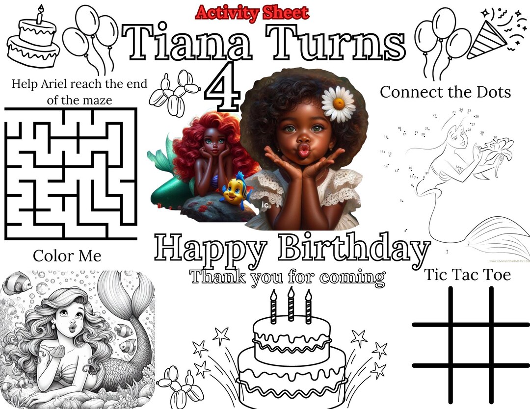 Editable Birthday Coloring Page Placemat – Kids Party Activity (PDF ...