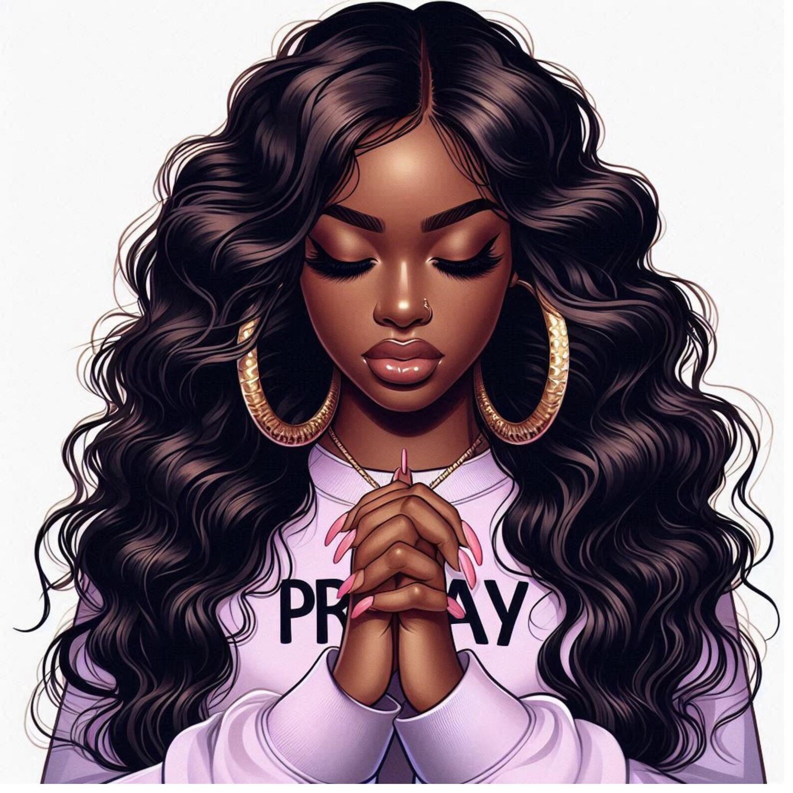 Black Girl Praying Image, Black Woman Faith Clipart, Jesus and Faith ...
