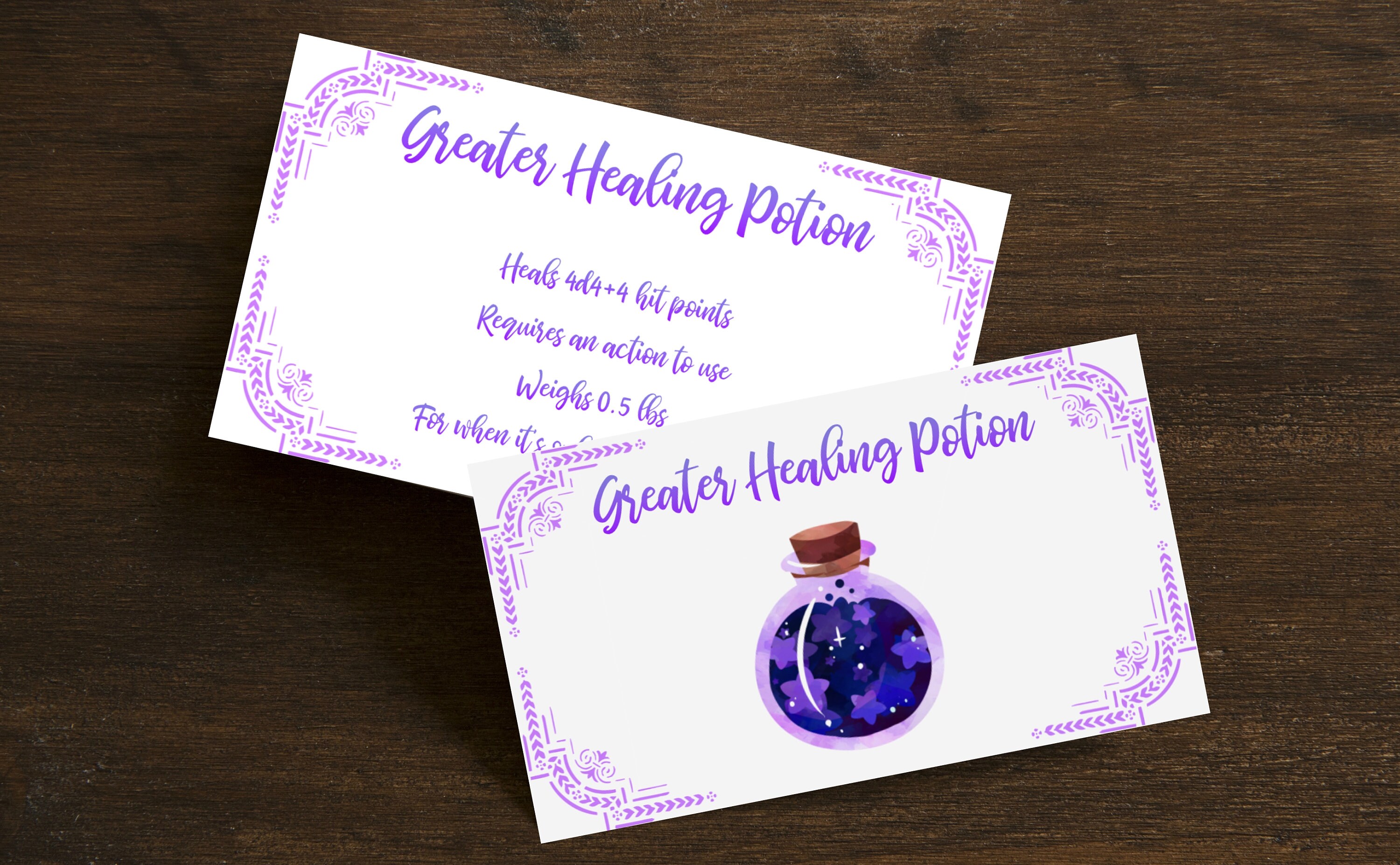Healing Potion Card Printables for Dungeons and Dragons 5e - Standard ...