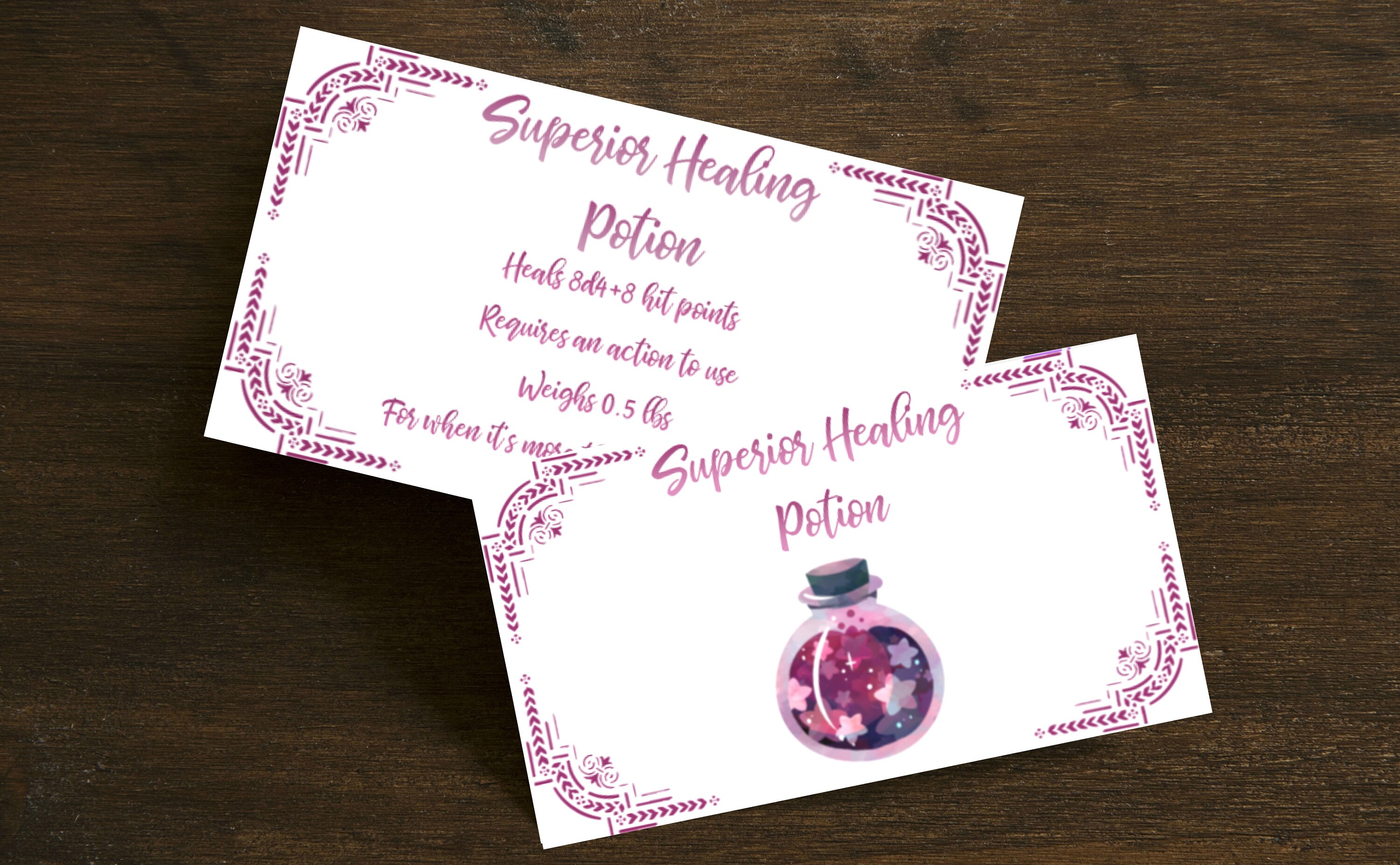Healing Potion Card Printables for Dungeons and Dragons 5e - Standard ...