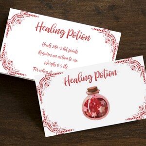 Healing Potion Card Printables for Dungeons and Dragons 5e - Standard ...
