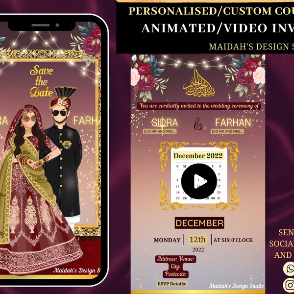 Pakistani Illustration Invitation - Etsy