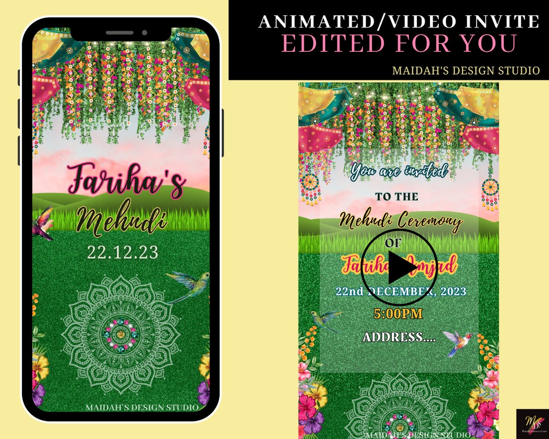 Mehndi Digital Invite Mehndi Video Invite Animated Invites - Etsy