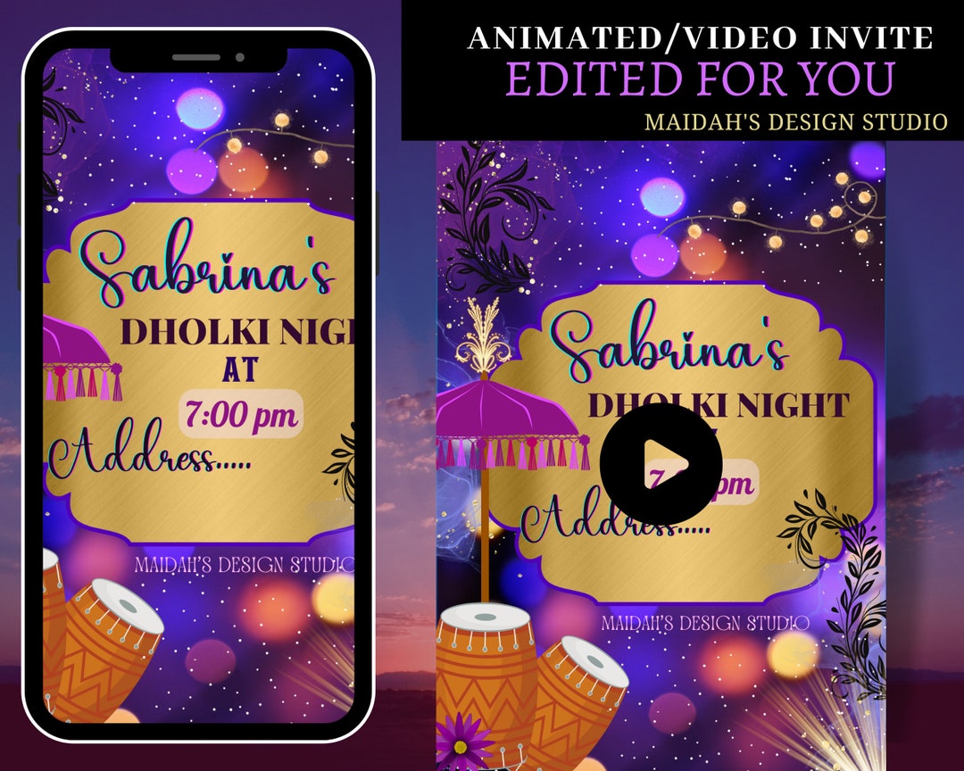 Dholki Video Invite, Dholak Night Video Invitation, Princess Jasmine ...