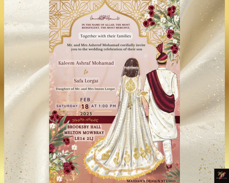 Couple Illustrated, Wedding Digital Invitation Pakistani Wedding E ...