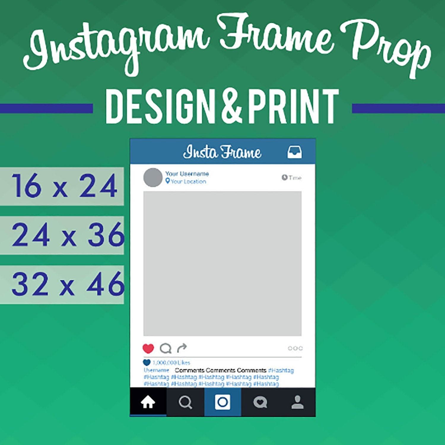 Instagram Style Social Media Photo Prop Printable Frame, Instaframe ...
