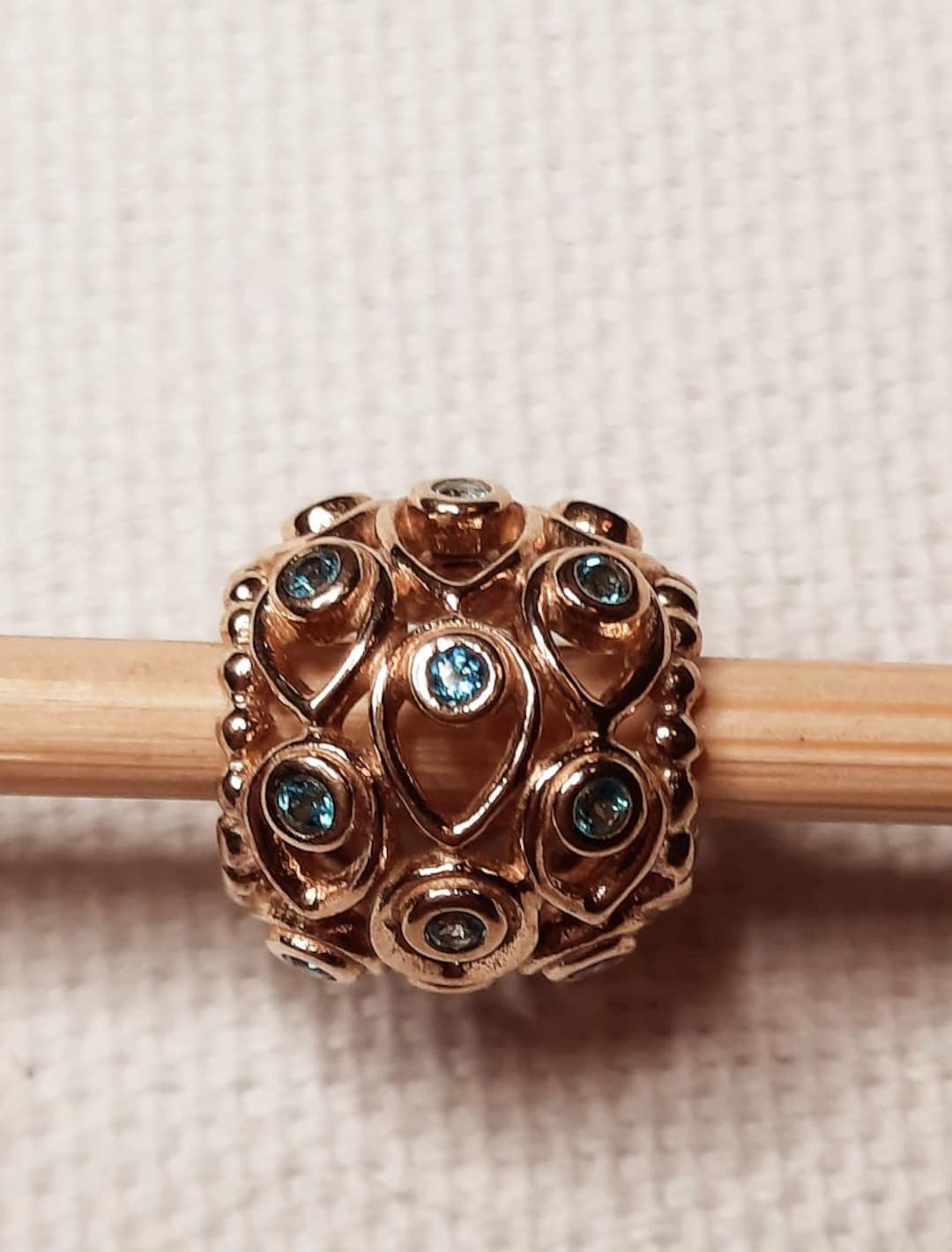 Retired Pandora 14k Gold Charm With Topaz Gems - Etsy