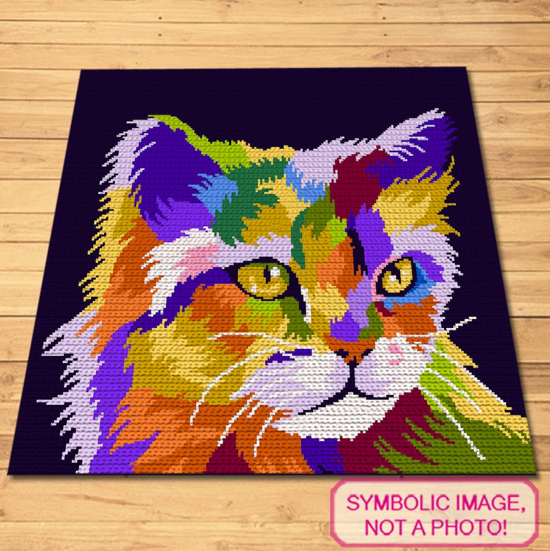 Crochet Cat Pattern, Cat Crochet Blanket Pattern, Crochet Cat Afghan ...