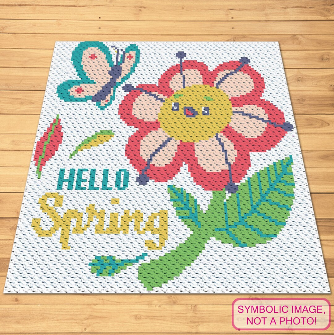 C2C Crochet Spring Flower Pattern, C2C Graphgan Pattern, Crochet Flower ...
