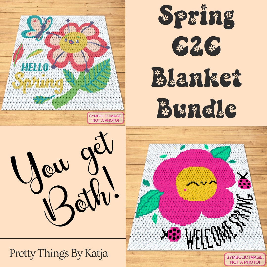 C2C Crochet Flower Pattern BUNDLE, C2C Crochet Afghan Pattern With ...