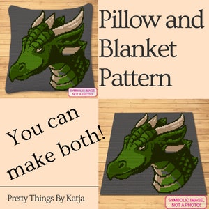 Crochet Dragon Pattern, Crochet Pillow Pattern, Crochet Blanket Pattern ...
