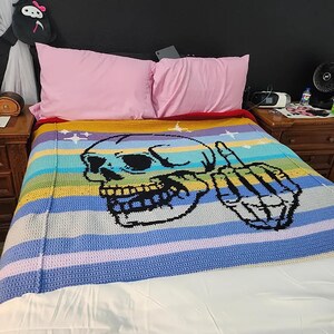 Crochet Skull Pattern, Crochet Pillow Pattern, Rude Crochet Blanket ...