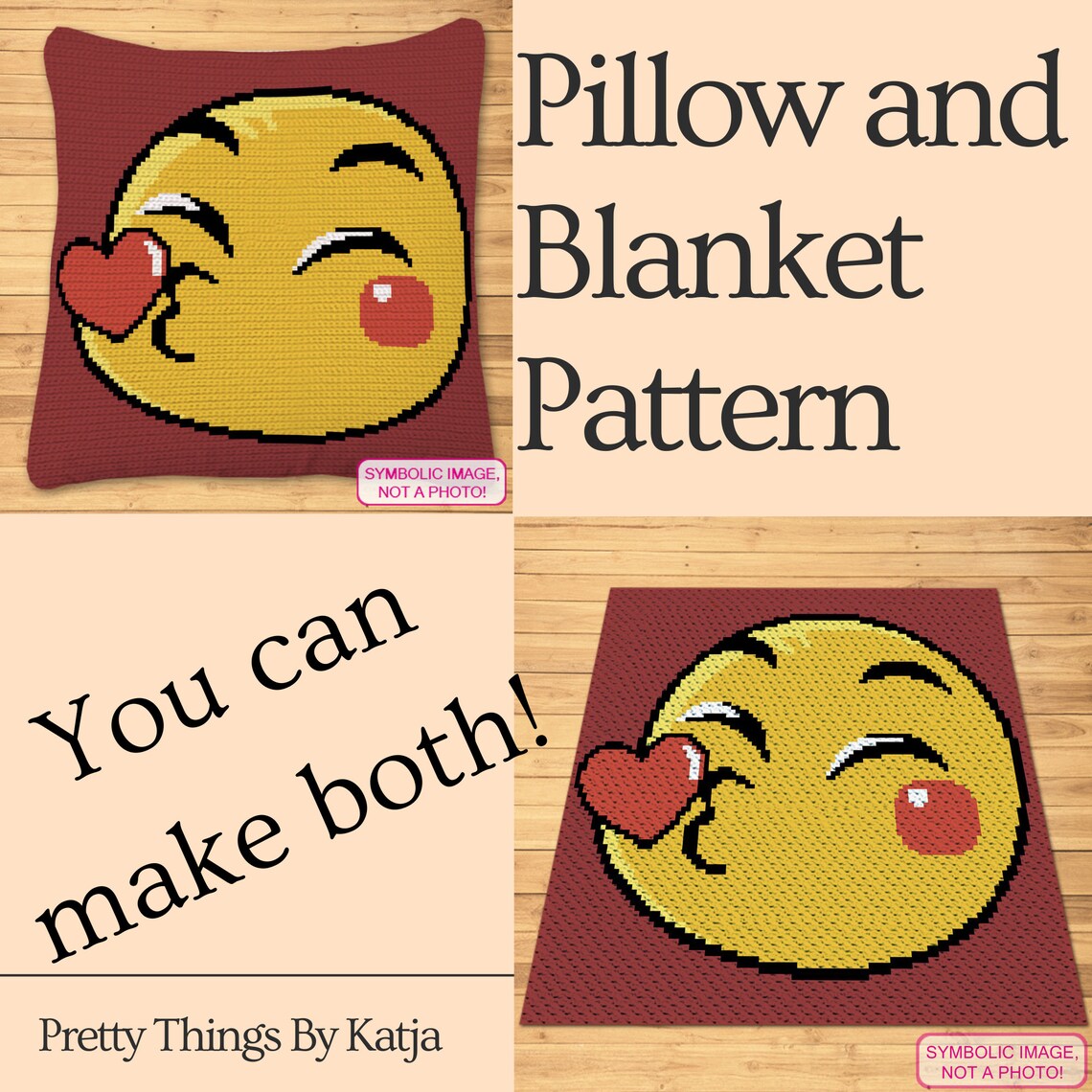 Crochet Emoji Pattern C2C Graphgan Pattern Crochet Pillow - Etsy