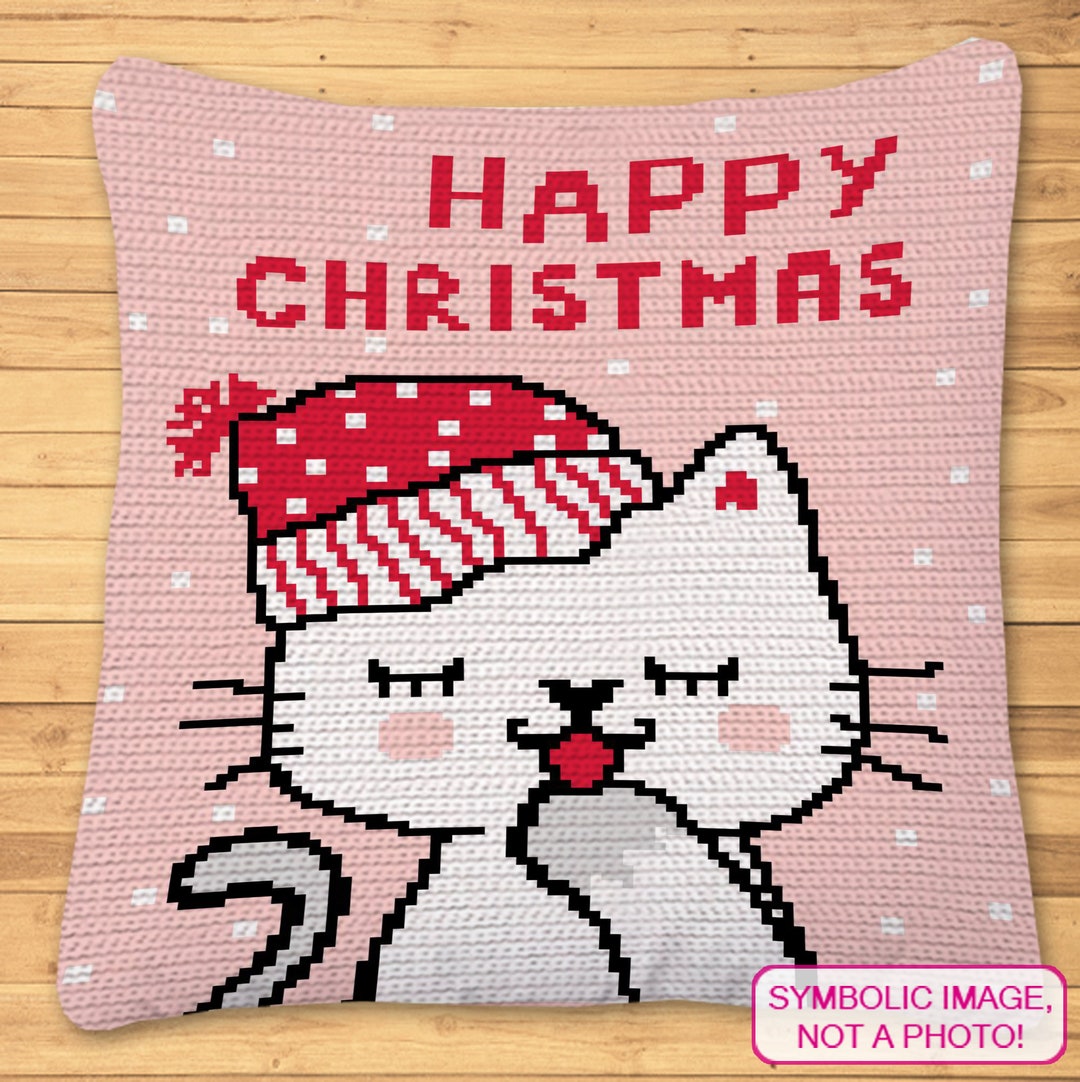 Christmas Crochet Patterns - Cat Crochet Pattern, Crochet Cat Pillow ...