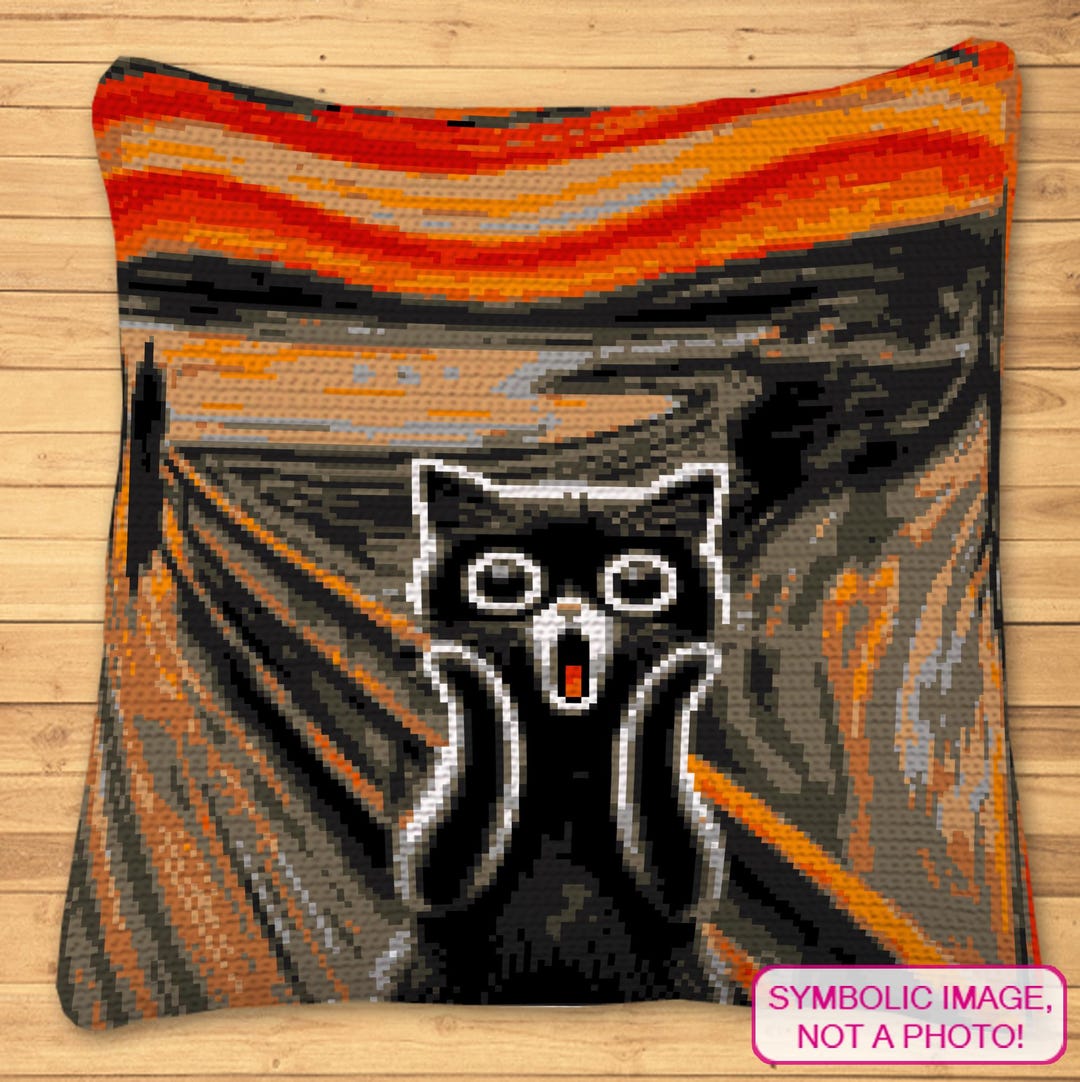 Crochet Cat Pattern, Crochet Scream Painting, Tapestry Crochet Pattern ...