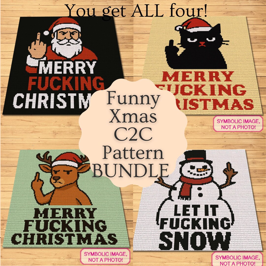 Rude Crochet Christmas Pattern BUNDLE, Middle Finger Crochet Pattern ...