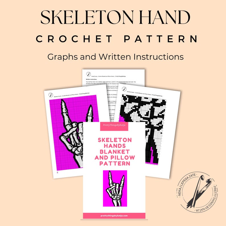 Crochet Skeleton Pattern, Crochet Pillow Pattern, Rock Crochet Blanket ...