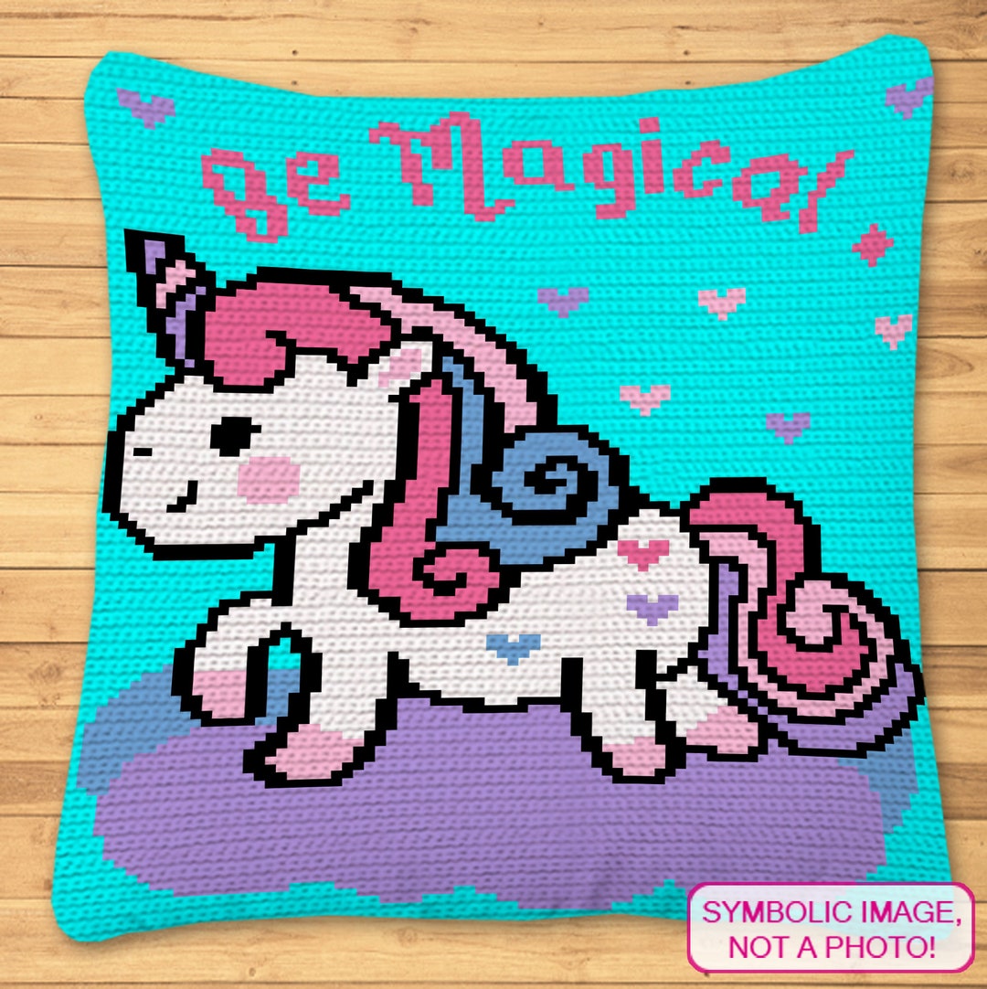 Crochet Unicorn Pillow Pattern, Tapestry Crochet Blanket Pattern, SC ...