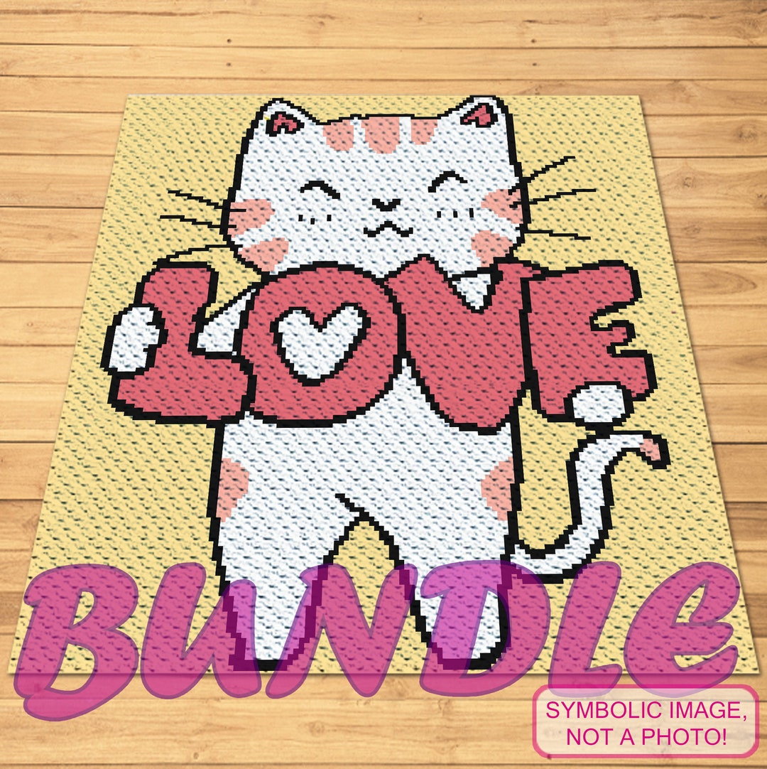 Crochet Cat Pattern BUNDLE, C2C Crochet Pattern, Crochet Pillow Pattern ...