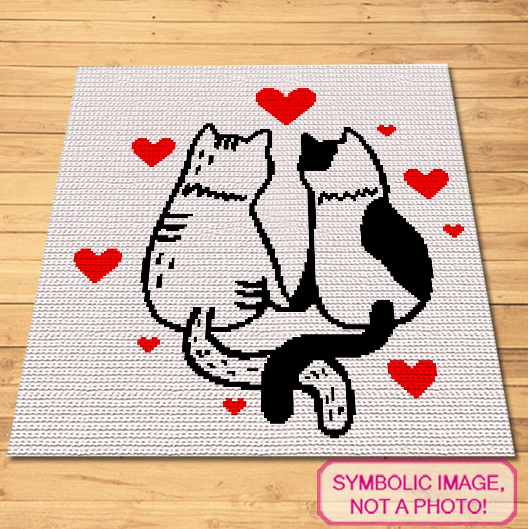 Crochet Cat Pattern, Crochet Love Pattern, Crochet Graphgan Pattern, SC ...