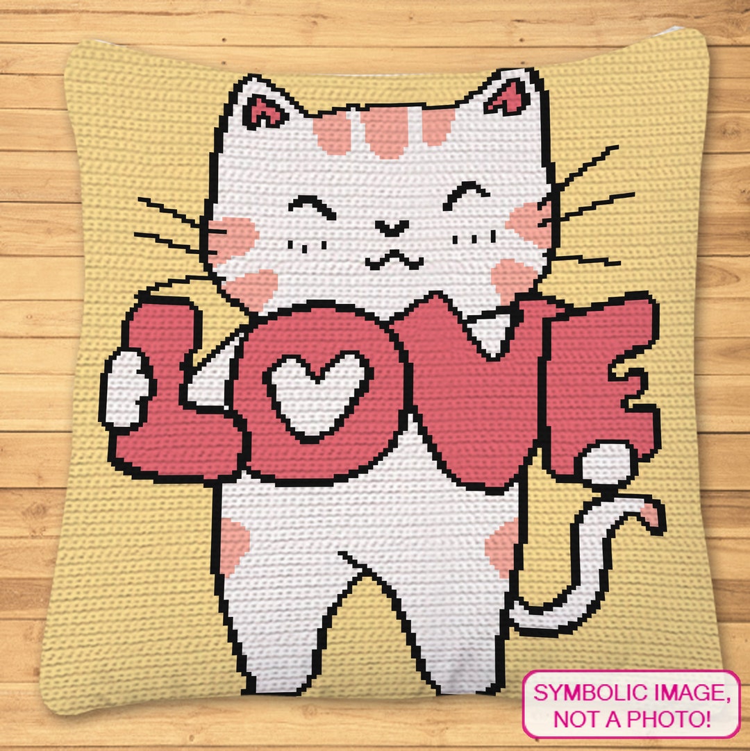 Crochet Cat Pattern, Crochet Pillow Pattern, Cat Crochet Blanket ...