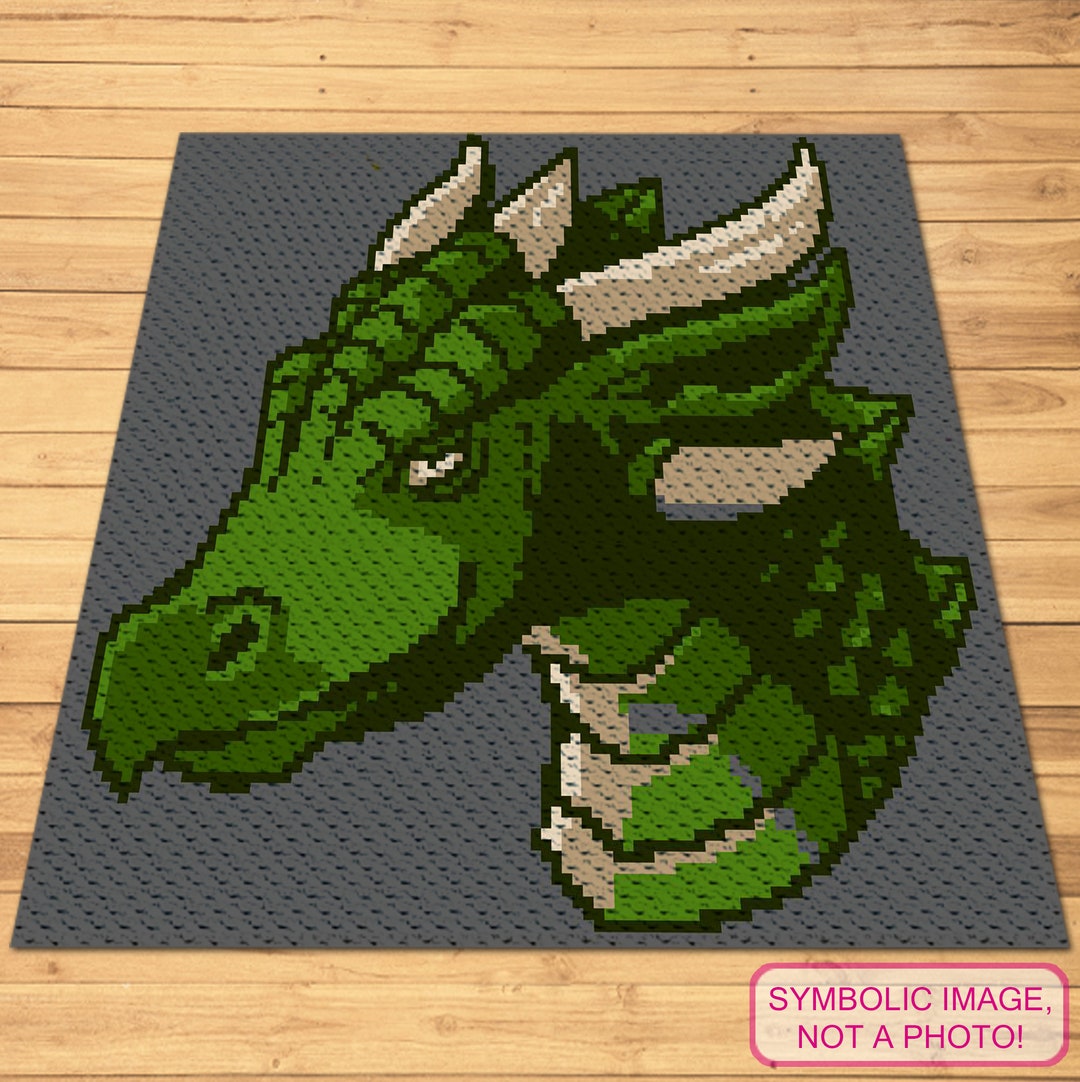 Crochet Dragon Pattern - C2C Crochet Blanket Pattern, Crochet Graphghan ...
