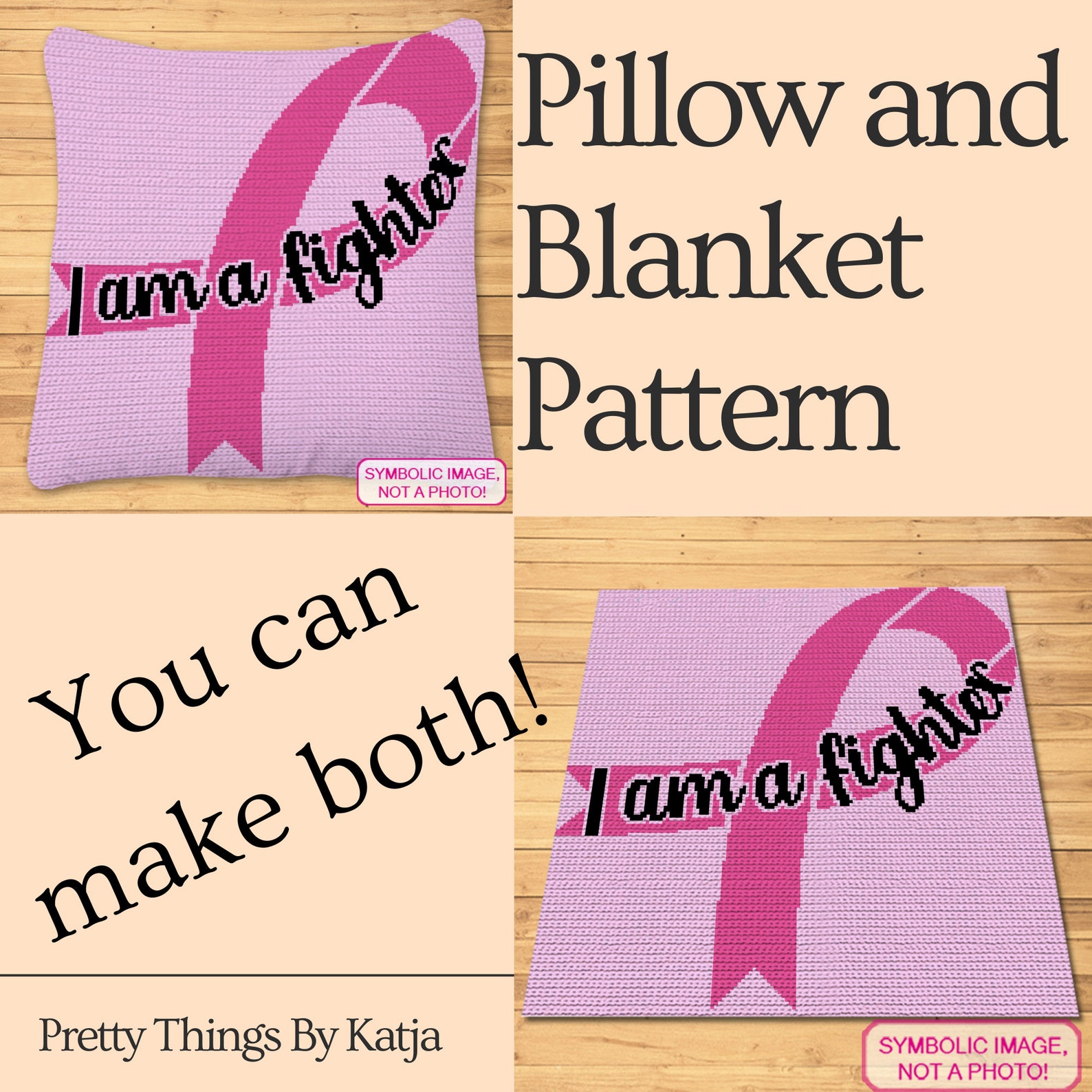 Cancer Crochet Blanket Pattern, and Crochet Pillow Pattern, Chemo ...