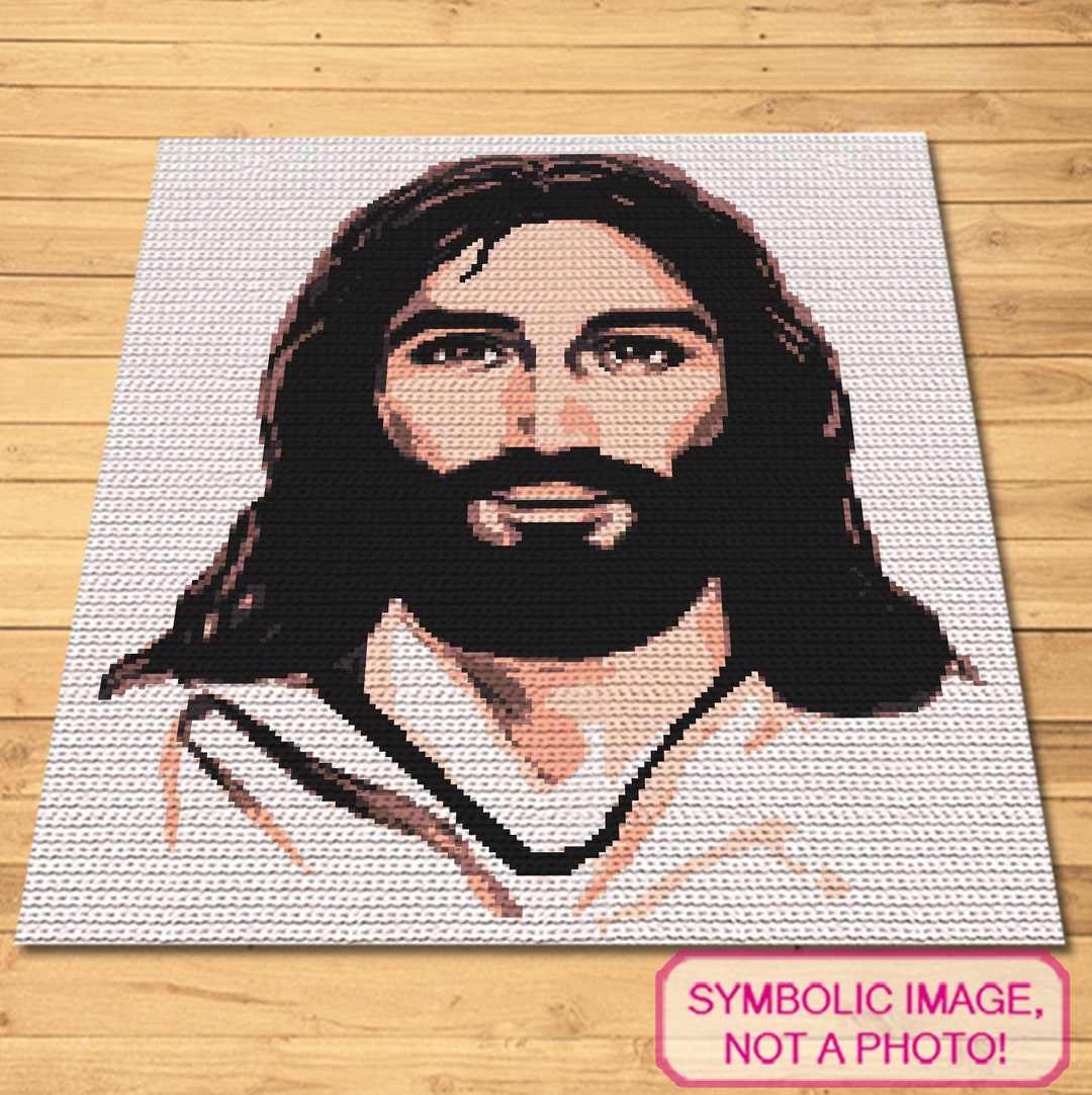Crochet Jesus Christ Head Afghan Pattern Tapestry Crochet Blanket ...