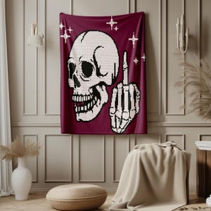 Crochet Finger Pattern, C2C Crochet Skull Blanket Pattern, Corner to ...