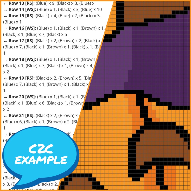 C2C Halloween Crochet Pumpkin Pattern, C2C Crochet Afghan Pattern ...