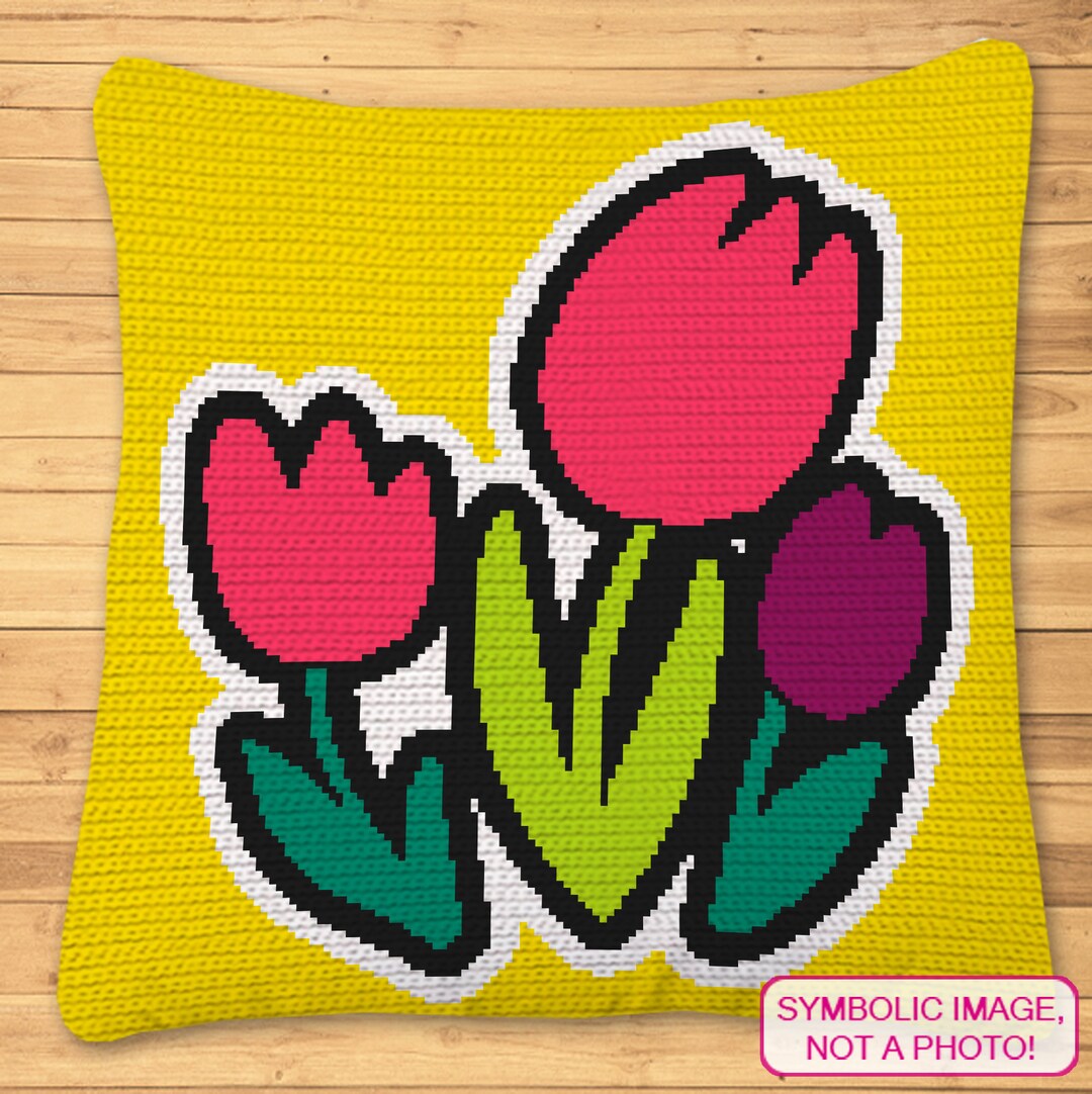 Flower Crochet Cushion, Floral Crochet Pattern, Crochet Graphgan ...