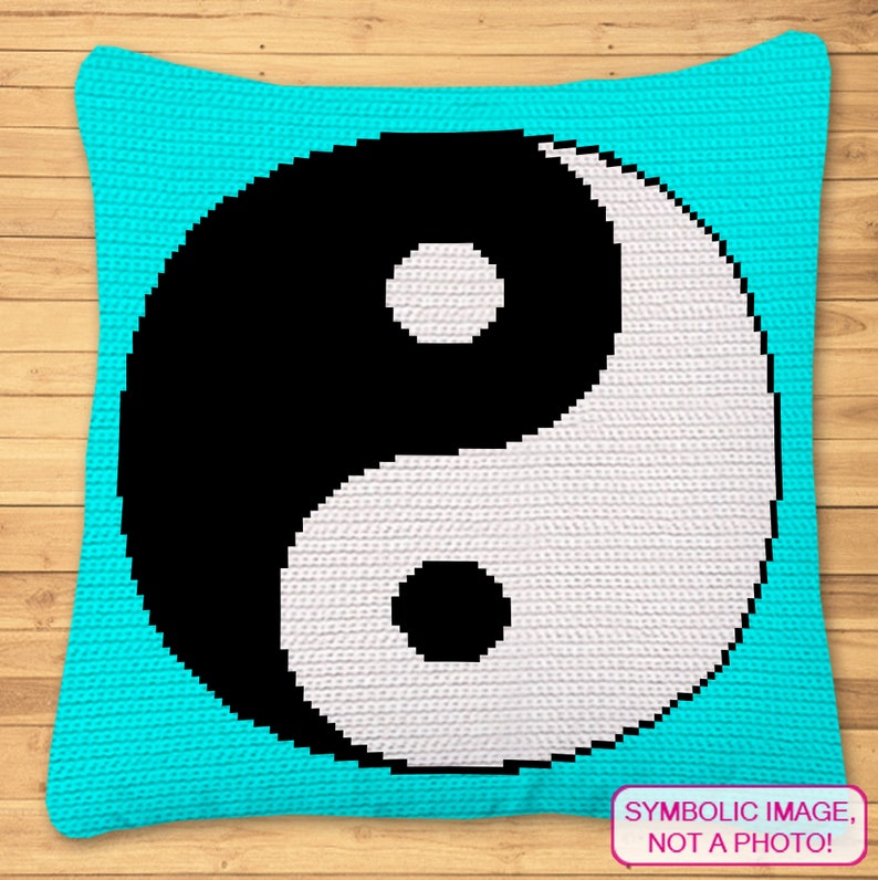 Yin Yang Crochet Pattern, Crochet Pillow Pattern, C2C Afghan, Crochet ...
