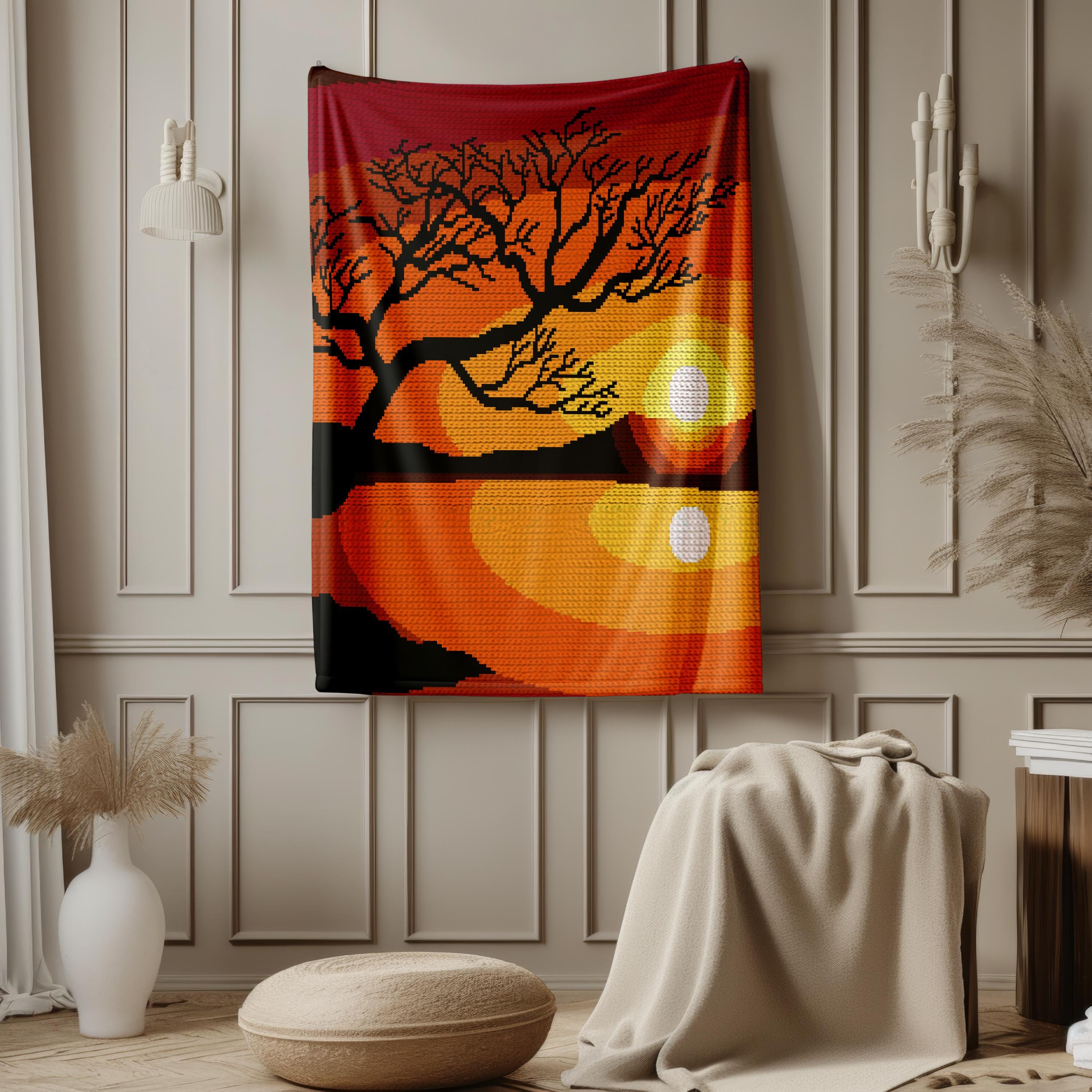 Crochet Landscape, Crochet Sunset, Tapestry Crochet Blanket, Summer ...
