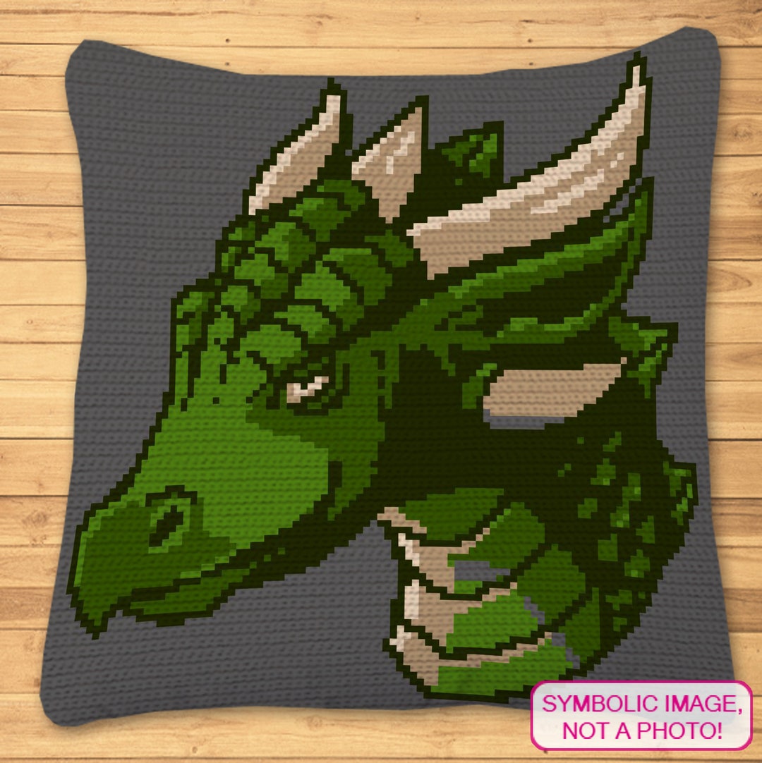 Crochet Dragon Pattern, Crochet Pillow Pattern, Crochet Blanket Pattern ...