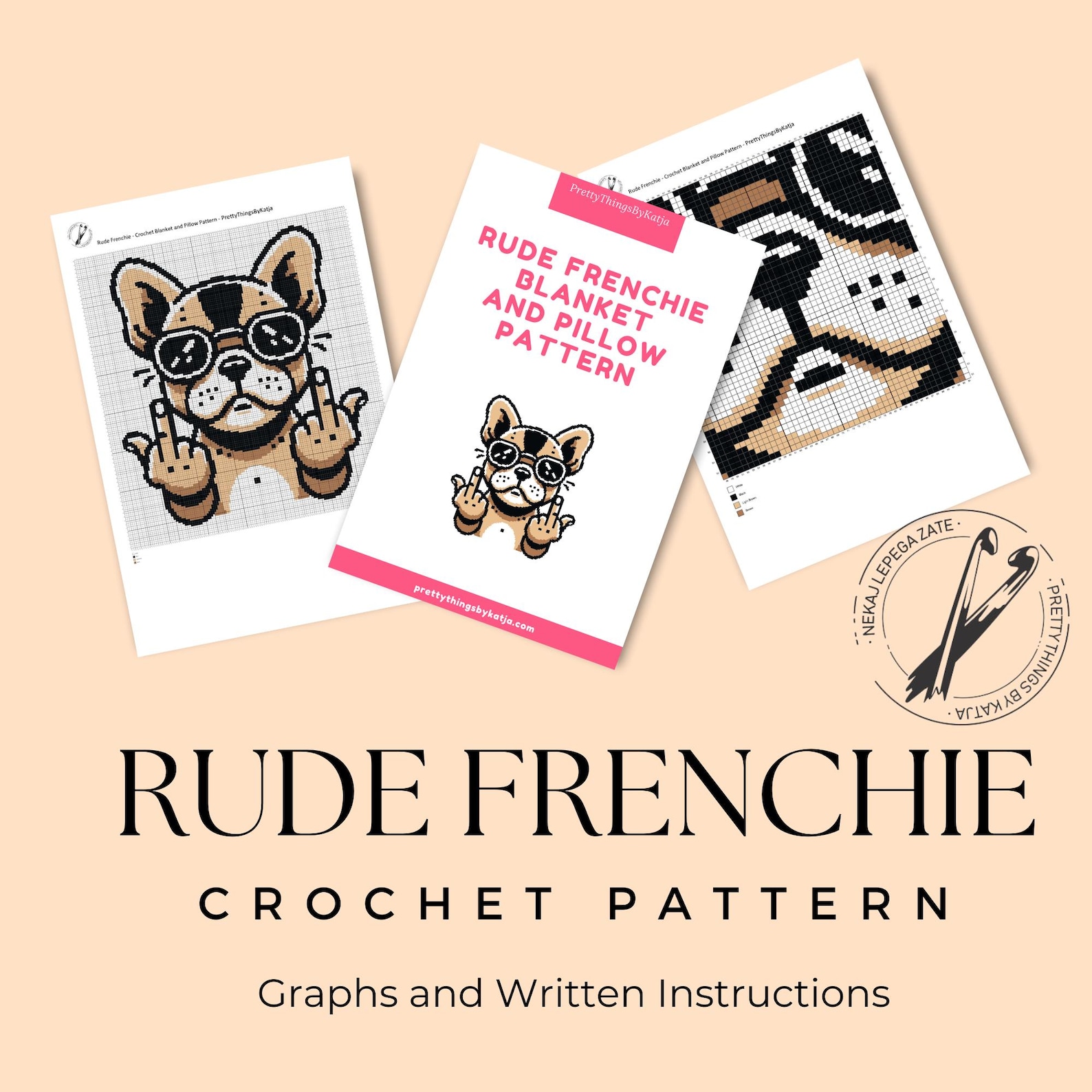 Crochet Frenchie Patterns, Rude Crochet, Crochet Dog Pattern, Crochet ...