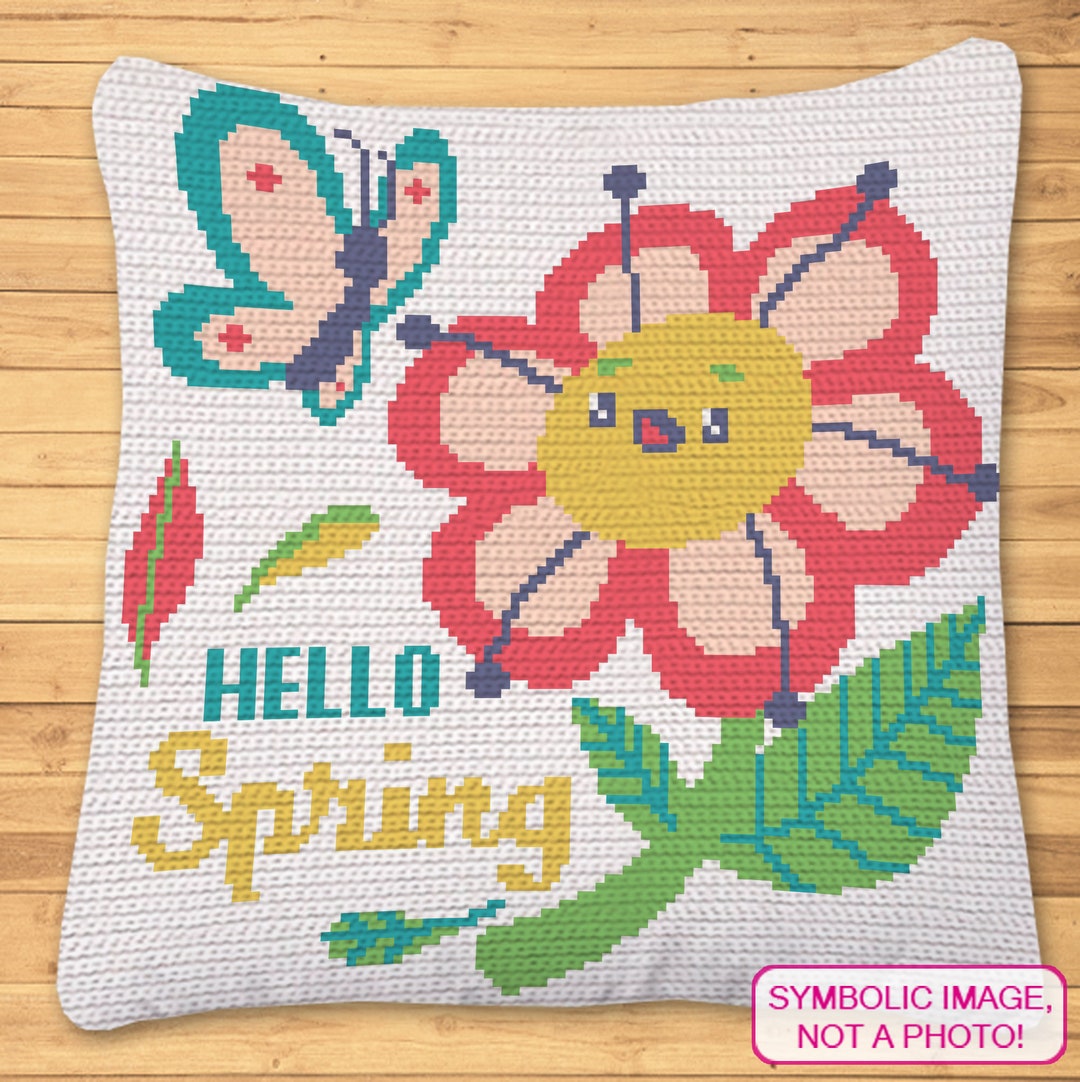 Crochet Spring Flower Pattern, Crochet Graphgan Pattern, Flower Pillow ...