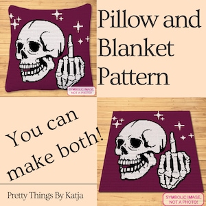 Crochet Skull Pattern, Crochet Pillow Pattern, Rude Crochet Blanket ...
