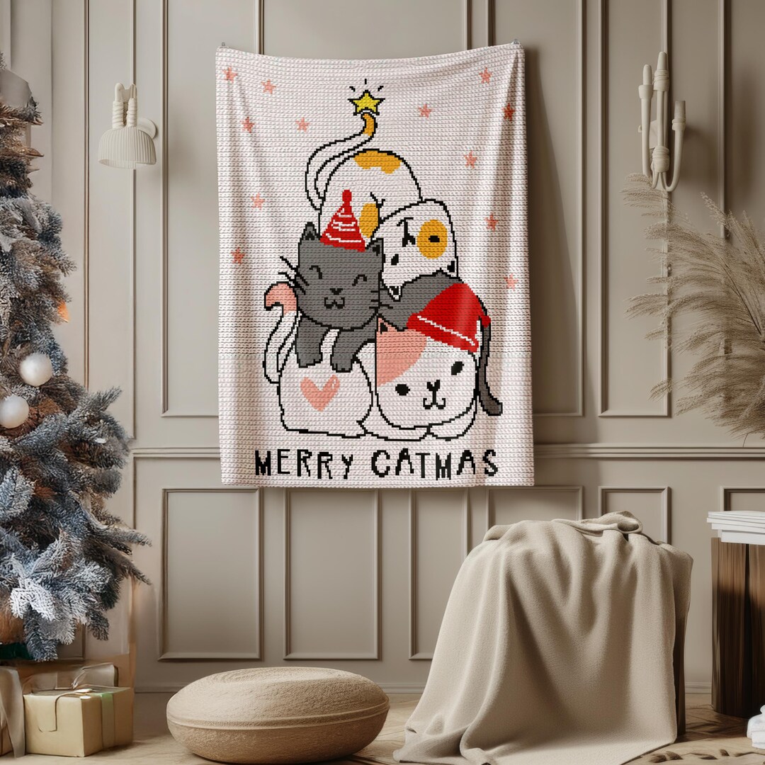 Christmas Crochet Patterns - Cat Crochet Blanket Pattern With Written ...