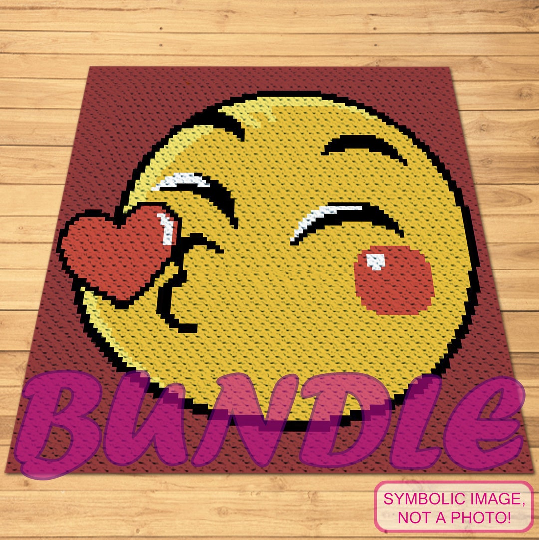 Crochet Emoji Pattern, C2C Graphgan Pattern, Crochet Pillow Pattern ...