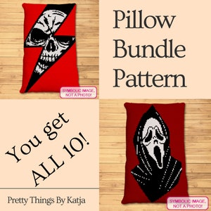 Halloween Pillow Bundle, Crochet Pillow Pattern, Crochet Pillow Case ...